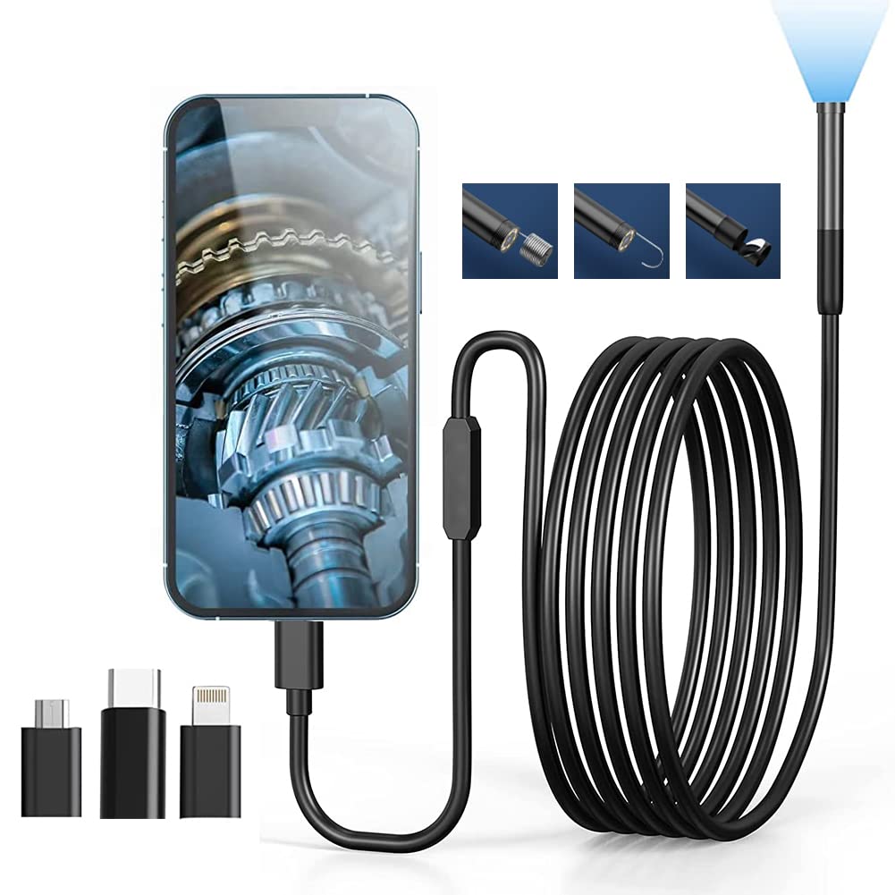Endoscope Inspection with 6 LED Light, 3 in 1 Wi-Fi Industrial ...