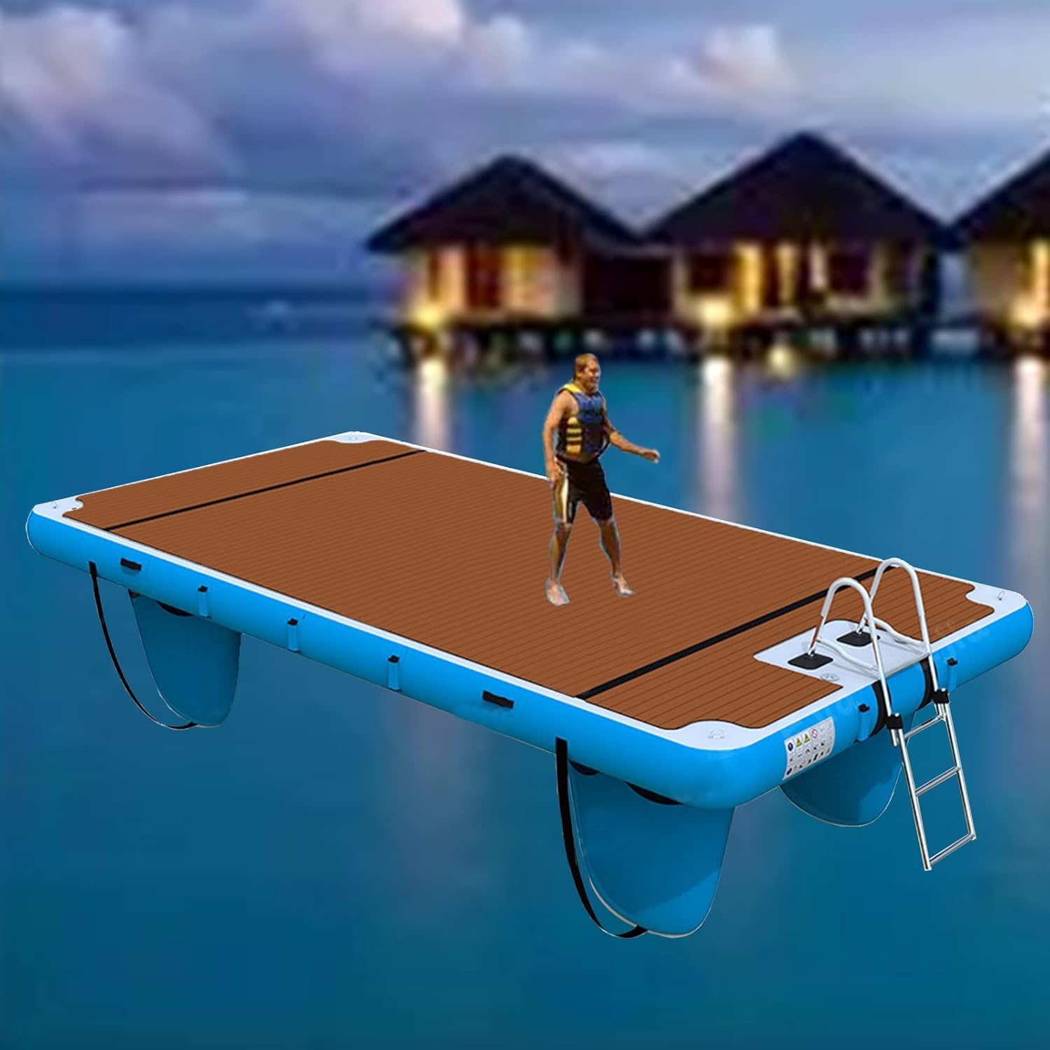 Amazon.com: Water Inflatable Floating Dock, Inflatable Platform Island ...