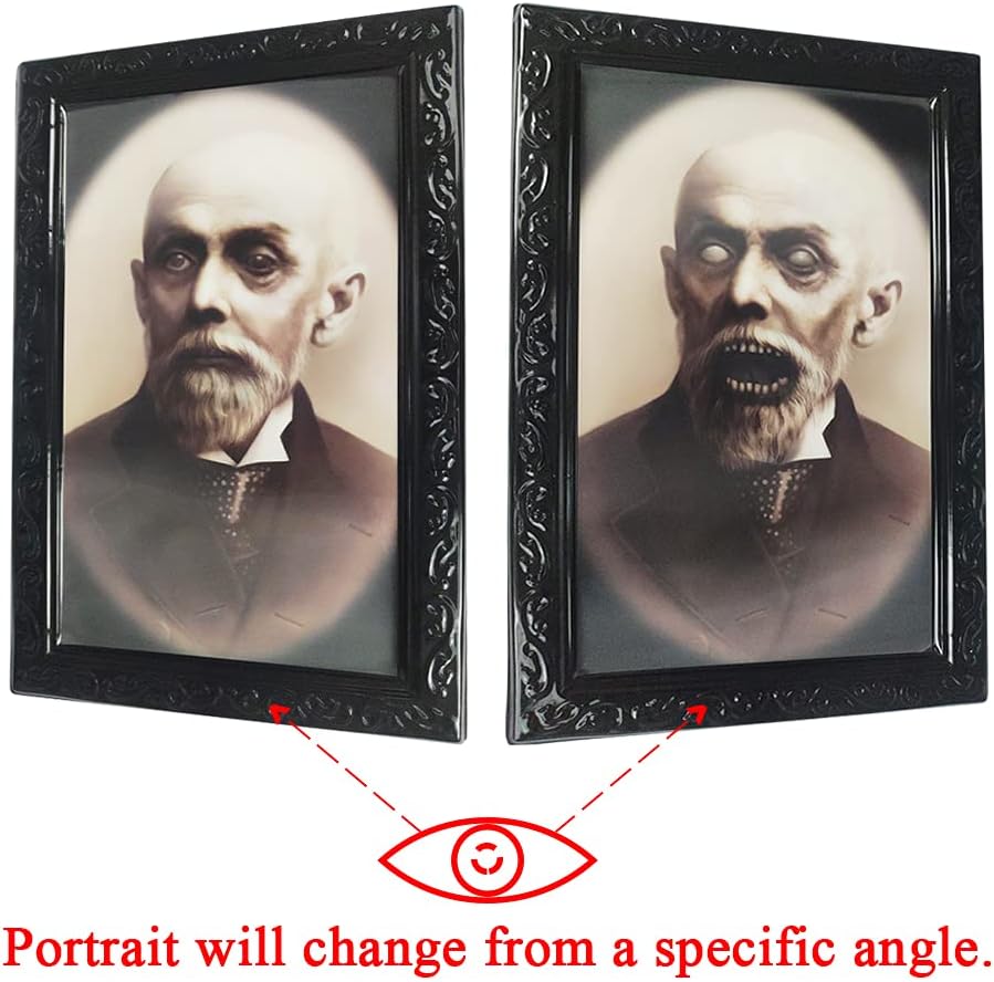 Szsrcywd 3 Pcs Halloween 3D Changing Face Moving Picture Frames,Horror ...