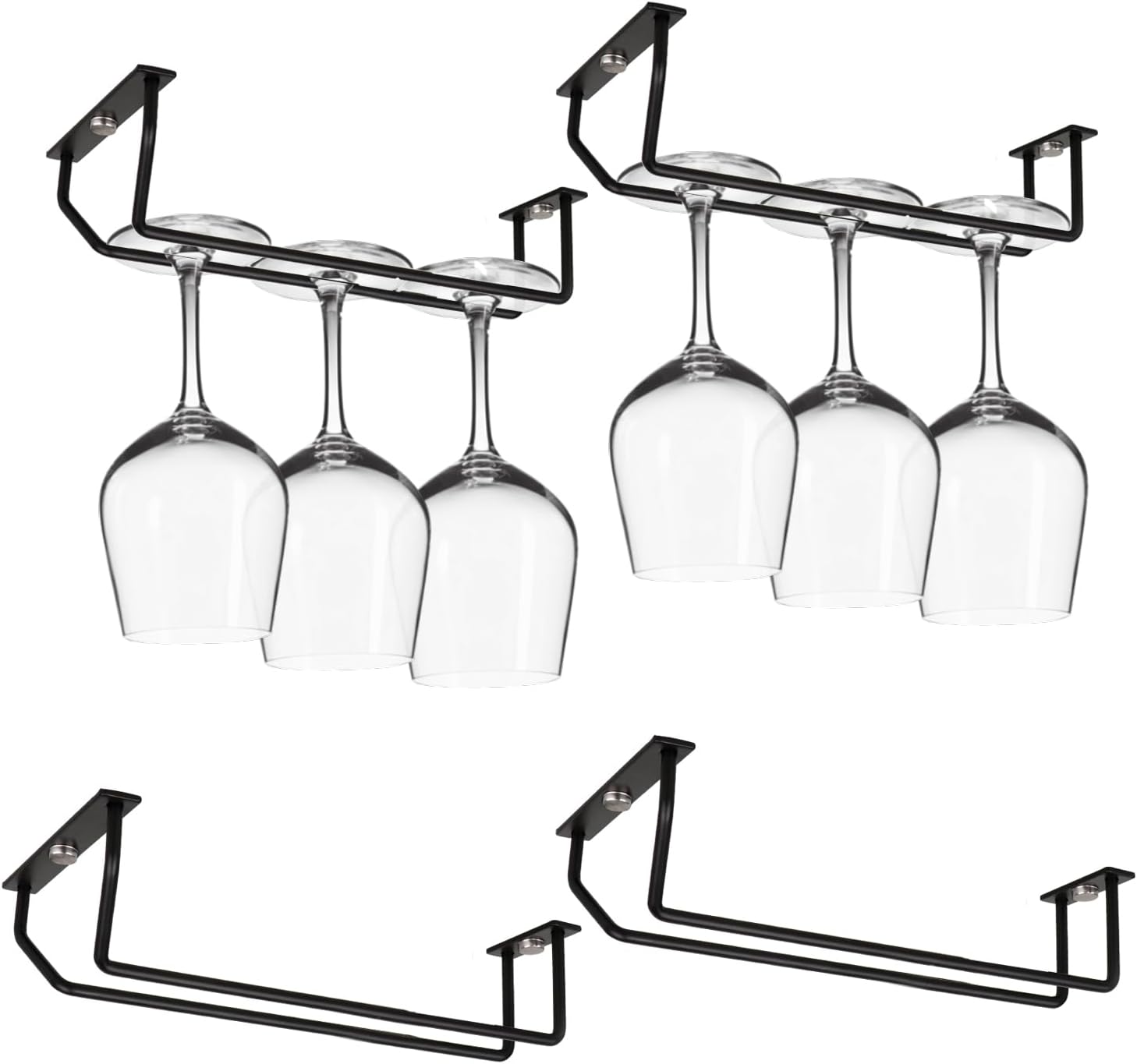 Amazon.com: 4 Pcs 10.8 Inch Black Wine Glass Rack, Under Cabinet Wine ...