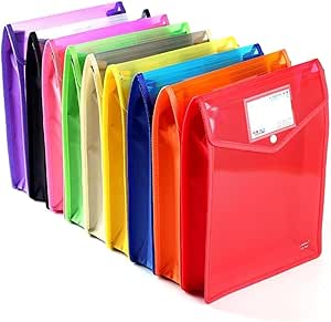 Amazon | REENEW プラスチックファイルフォルダー 封筒拡張ファイルウォレット オーガナイザー ドキュメントフォルダー スナップ開閉とポケット付き A4サイズ 防水 透明ファイル ...