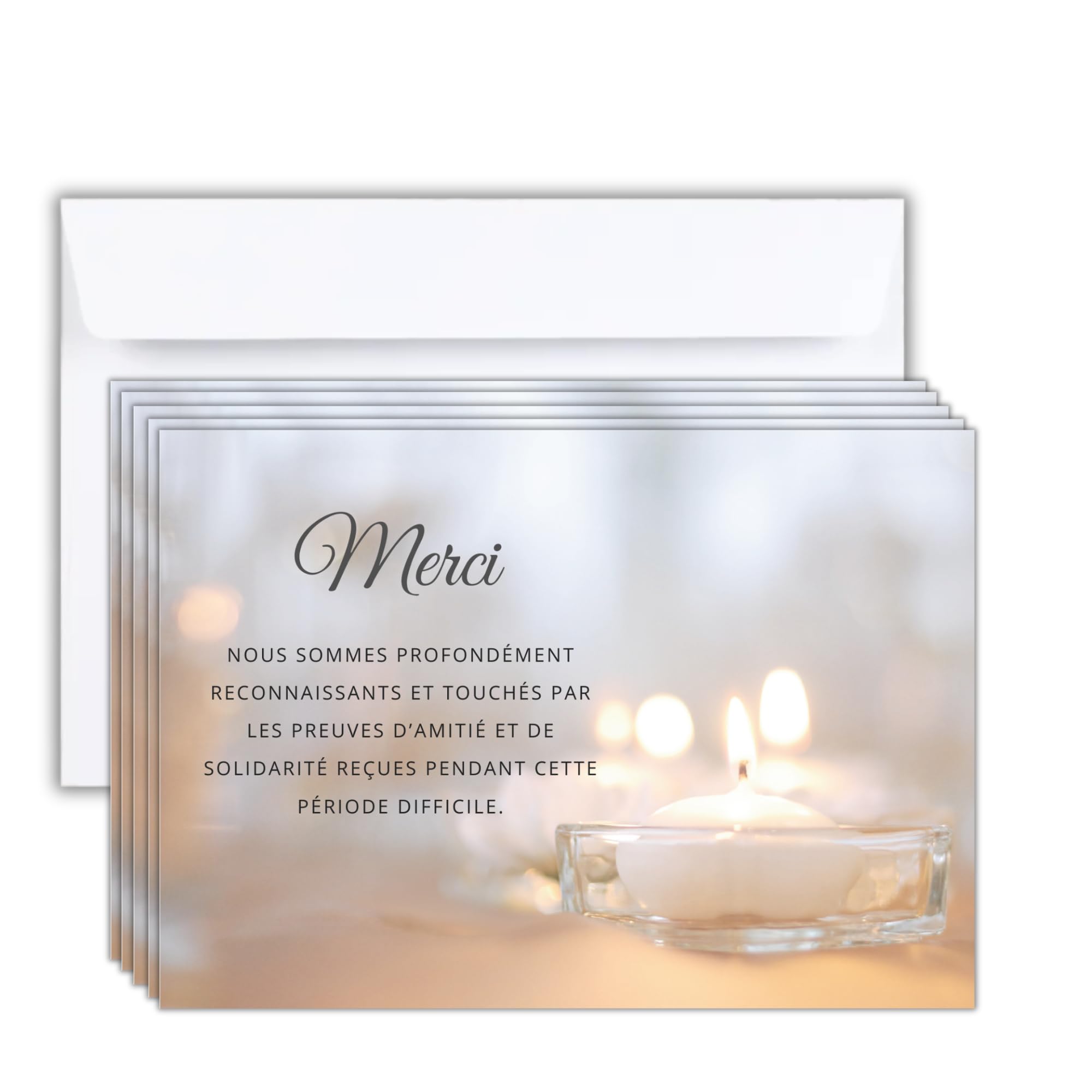Lot de 25 Cartes + 25 Enveloppe Blanches - Cartes Remerciement Deuil ...