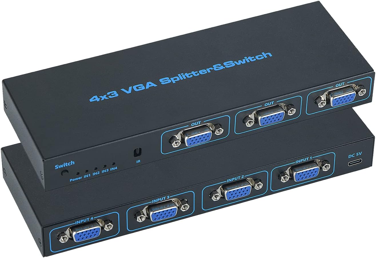 Amazon.com: 4x3 VGA Switch Video Selector Switcher Box, VGA Splitter 3 ...