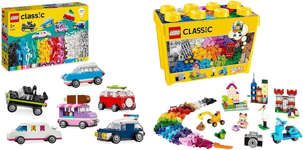 LEGO Classic Creative Vehicles, Colourful Model Cars Kit featuring a ...
