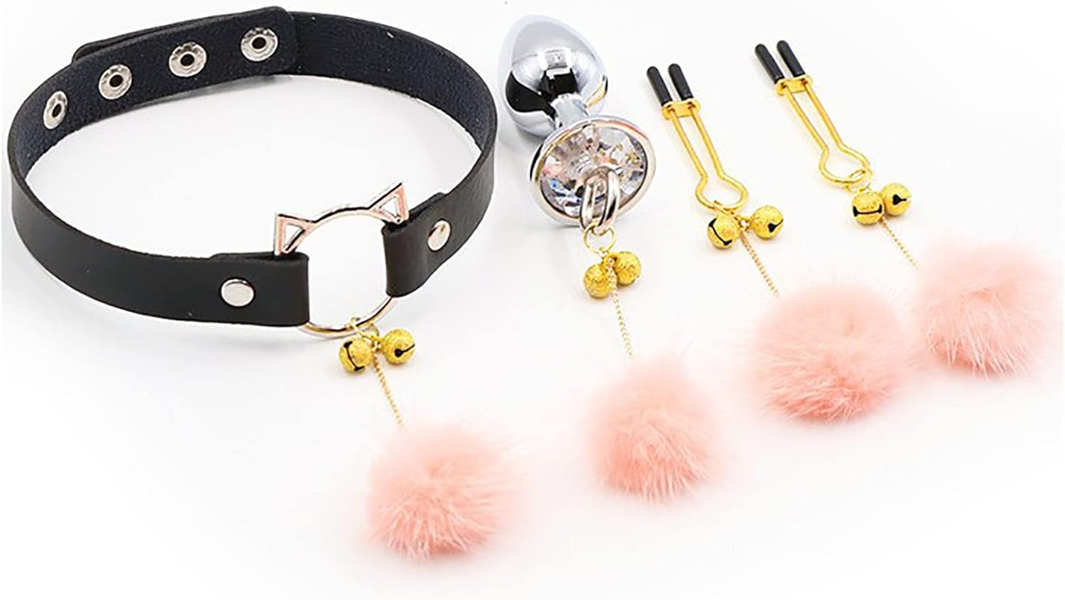 Amazon | Orirya チョーカー 首輪 人間 sm 乳首クリップ 鈴 毛玉 乳首攻め アダルトグッズ 女性 クリ責め アナルプラグ 開発 初心者 アナル拡張 あなるぷらぐ アナル ...