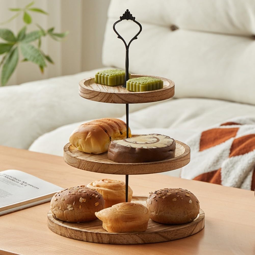 Amazon.com: Rustic Wooden 3-Tier Cake Stand Display Rack for Desserts ...
