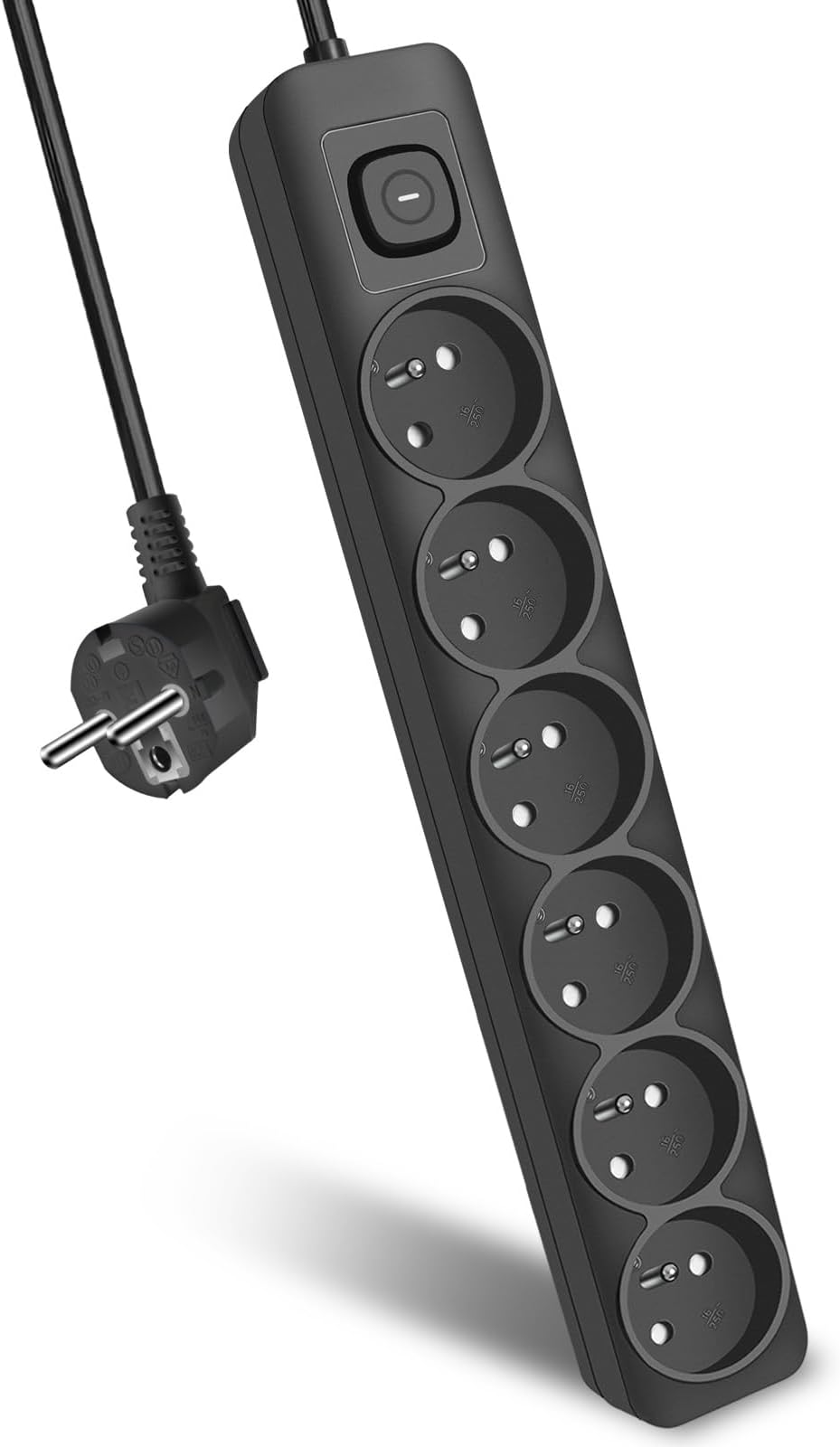 EXTRASTAR Multiprise Noire 6 Prises, Prise Multiple avec Interrupteur ...