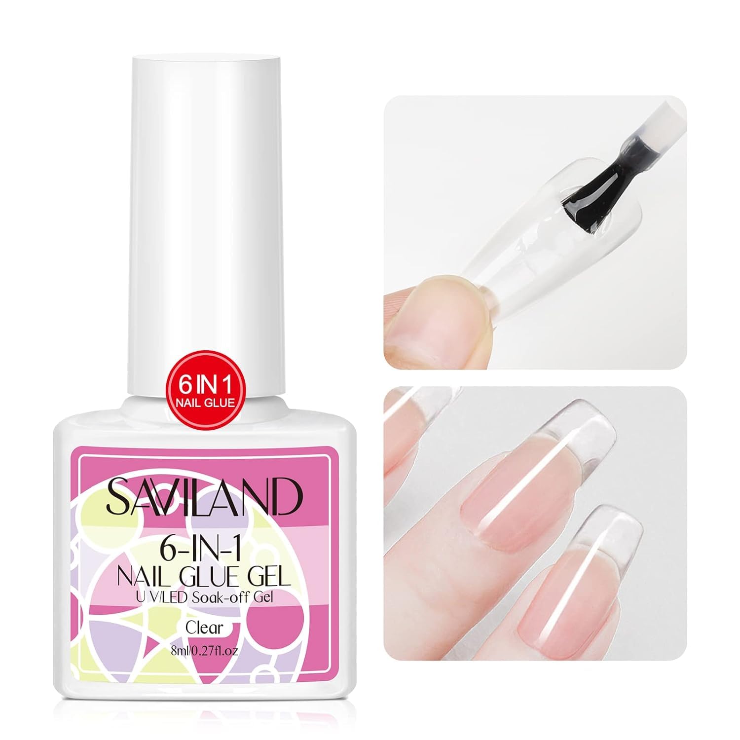Amazon.com: SAVILAND Gel Nail Glue: 6 in 1 Nail Glue for Press on Nails ...
