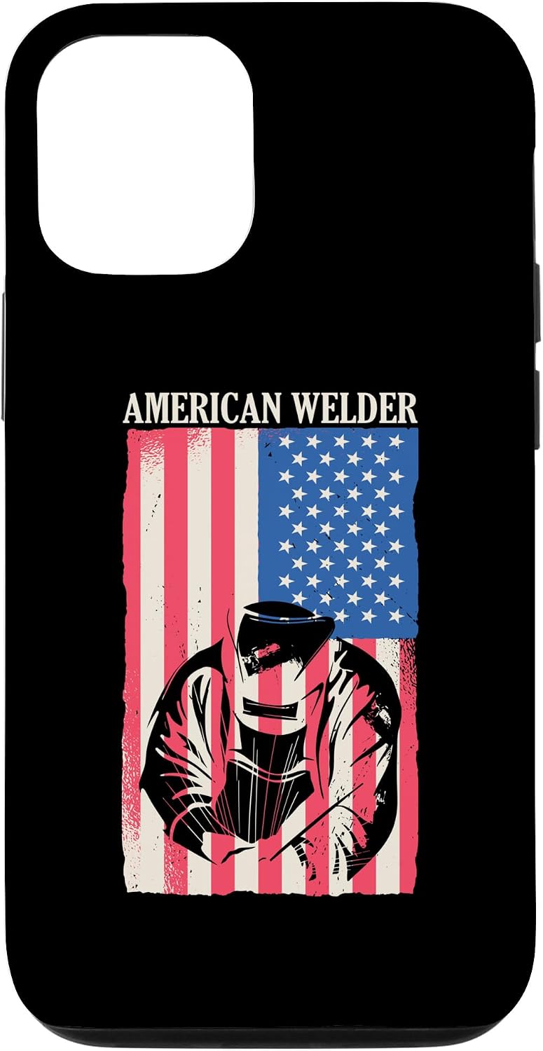 Amazon.com: iPhone 13 Welding Patriotic Distressed USA American Flag ...