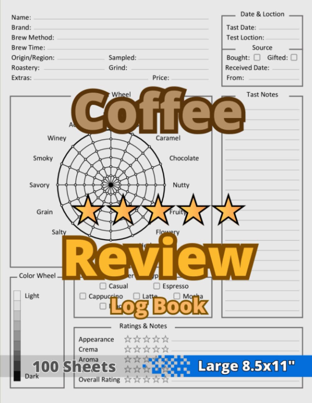 Coffee Review Log Book: 8.5x11" - Coffee Tasting Journal - Coffee ...