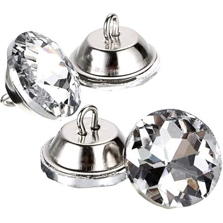 IGNPION 20mm Diamond Cut Clear Crystal Glass Buttons Diamante DIY Round ...
