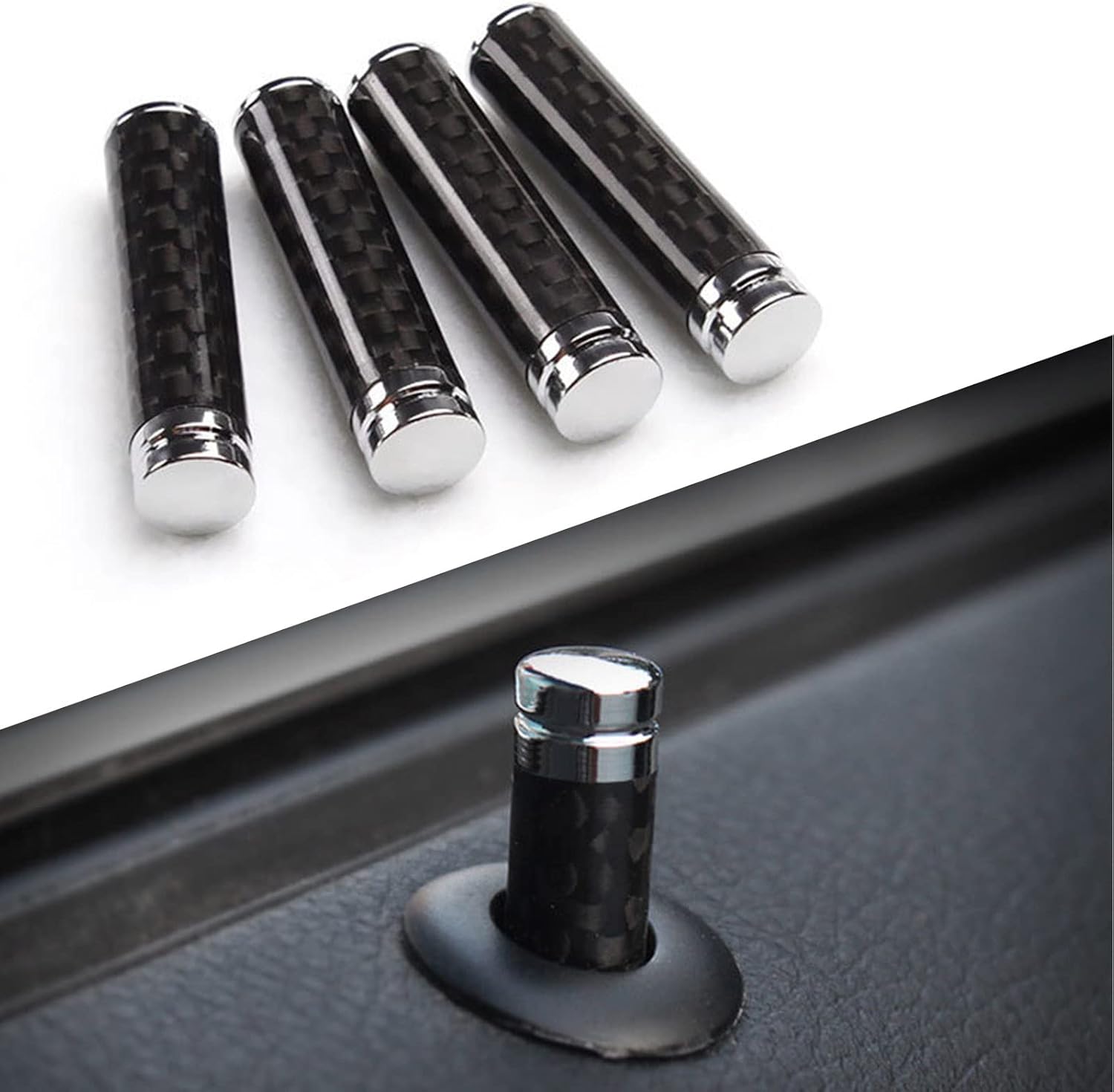 Amazon.com: TimNas 4 Pack Car Door Lock Knobs, Carbon Fiber Car ...