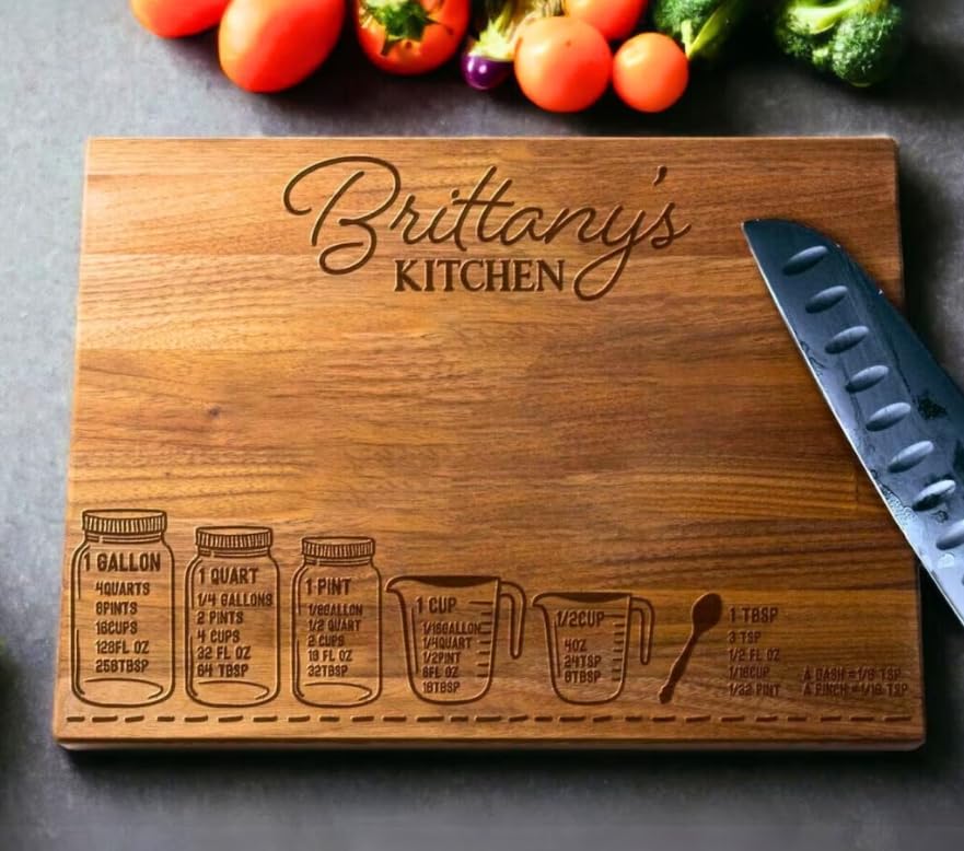 Amazon.com: Personalized Cutting Board - Kitchen Measurement Chart ...