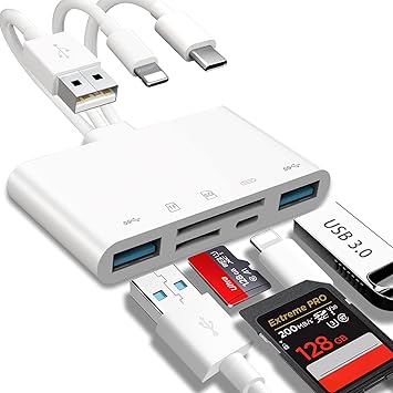 Amazon.com: 5-in-1 Memory Card Reader, USB OTG Adapter & SD Card Reader ...