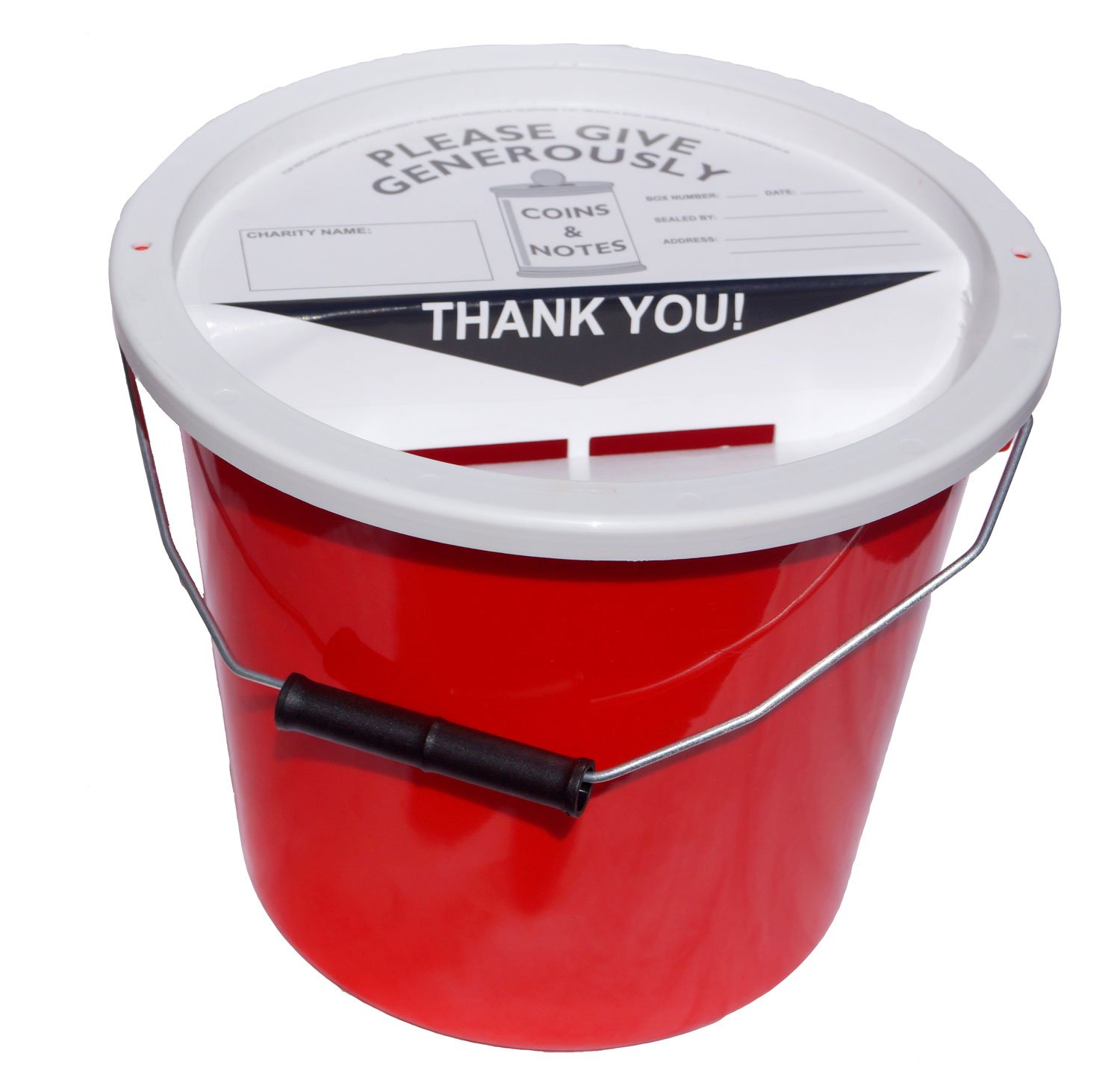 Charity Money Collection Bucket with Lid (5.7 litres) - Red : Amazon.co ...
