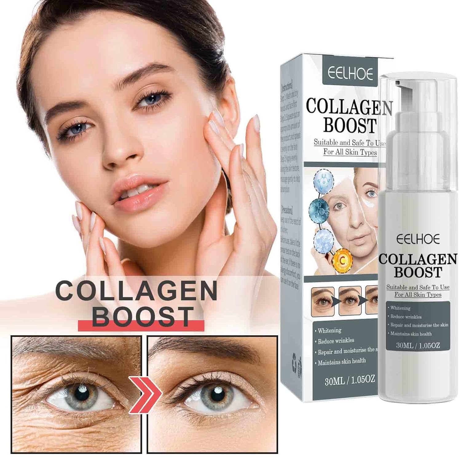 EELHOE – Suero antienvejecimiento para aumentar el colágeno potenciador de colágeno para la cara ...