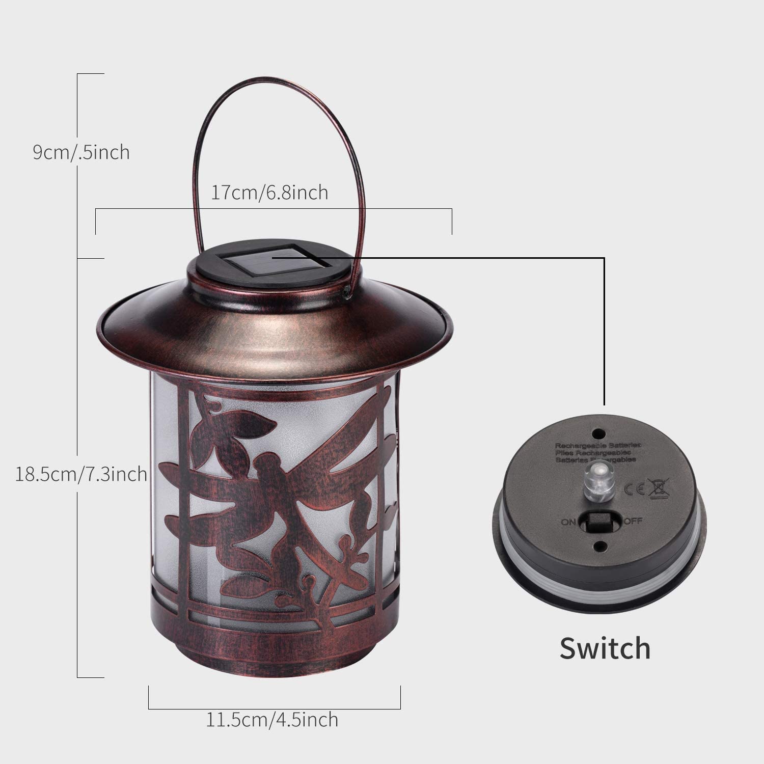 Solar Lantern Lights Outdoor, Dragonfly Waterproof Metal Hanging Solar ...