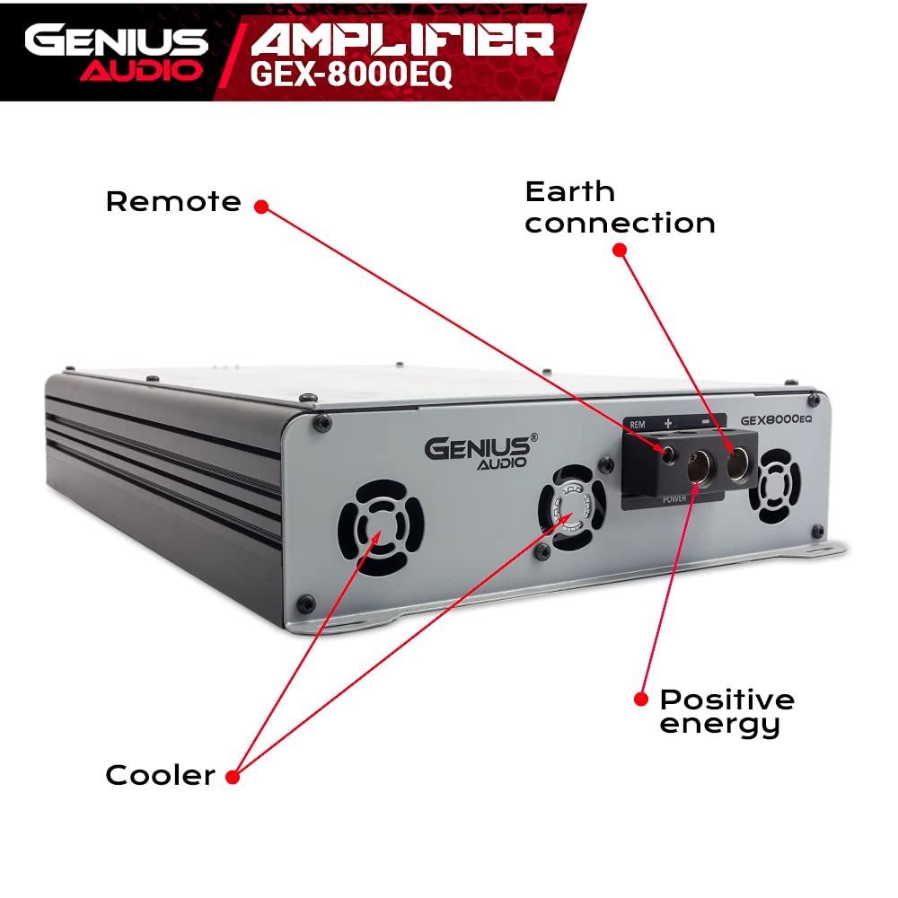 Genius Audio GEX8000EQ Digital Full Range Car Amplifier Monoblock 8000 ...