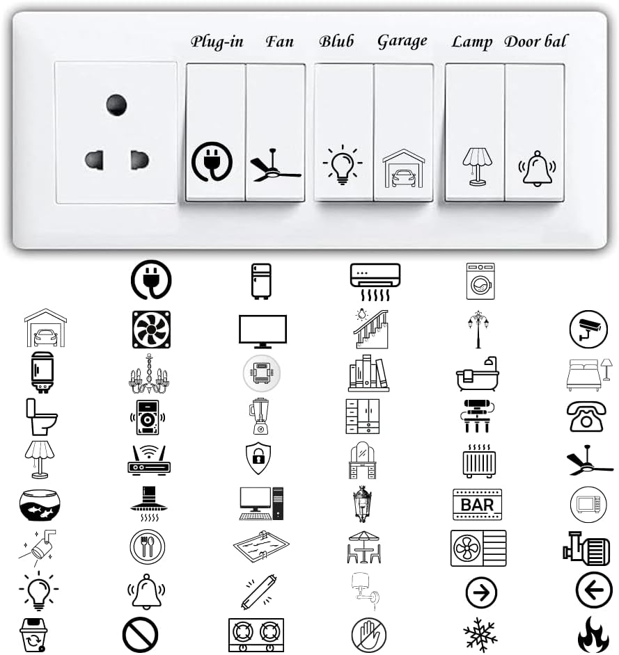 Amazon.com - Transparent Black and White Switch ID Sticker 4 Sheet, 52 ...