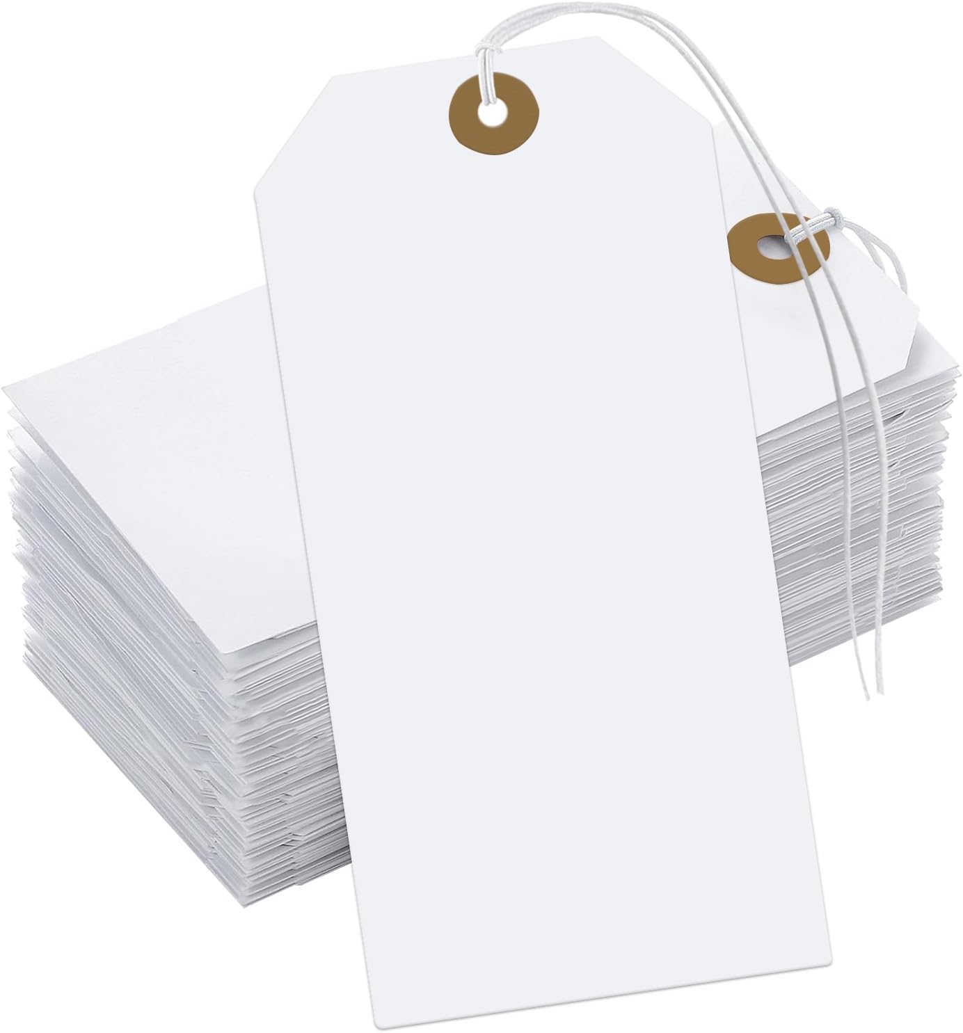Amazon.com : 200 Pack White Blank Tags with Elastic String Marking Hang ...