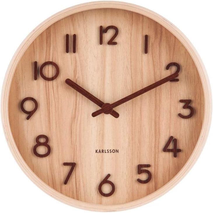 Karlsson KA5808WD Pure Small Round Wall Clock Light Wood Beige D22 x 4. ...