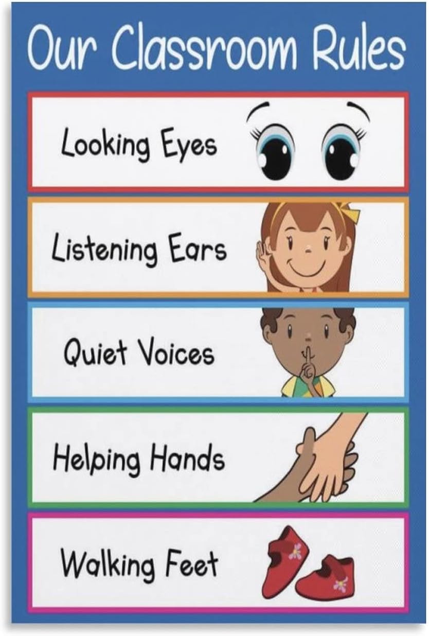 Amazon.com: Classroom Posters Preschool Classroom Rules Educational ...