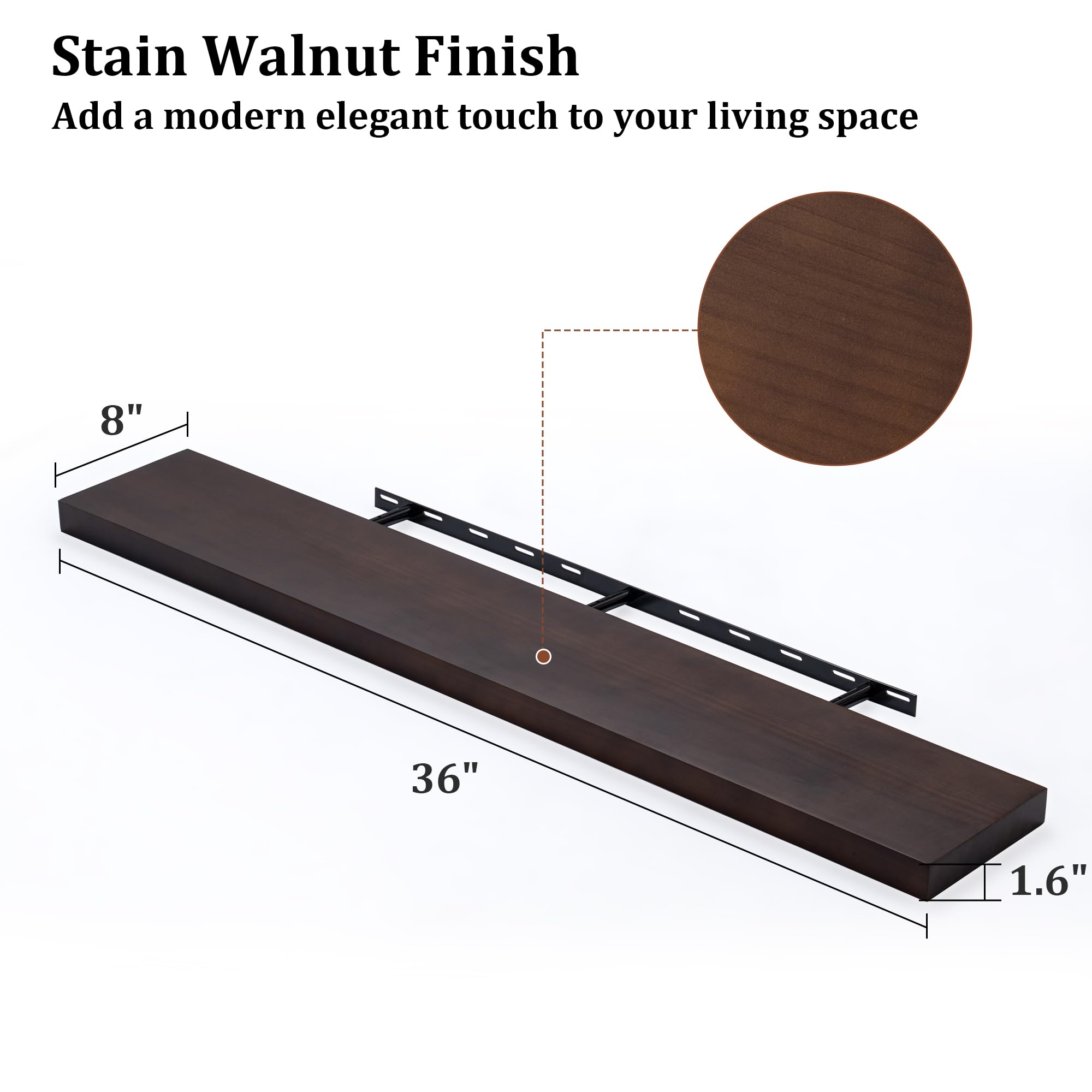 Floating Shelves, 48 Inch Wall Shelf, Rustic Wood Shelves for Wall ...