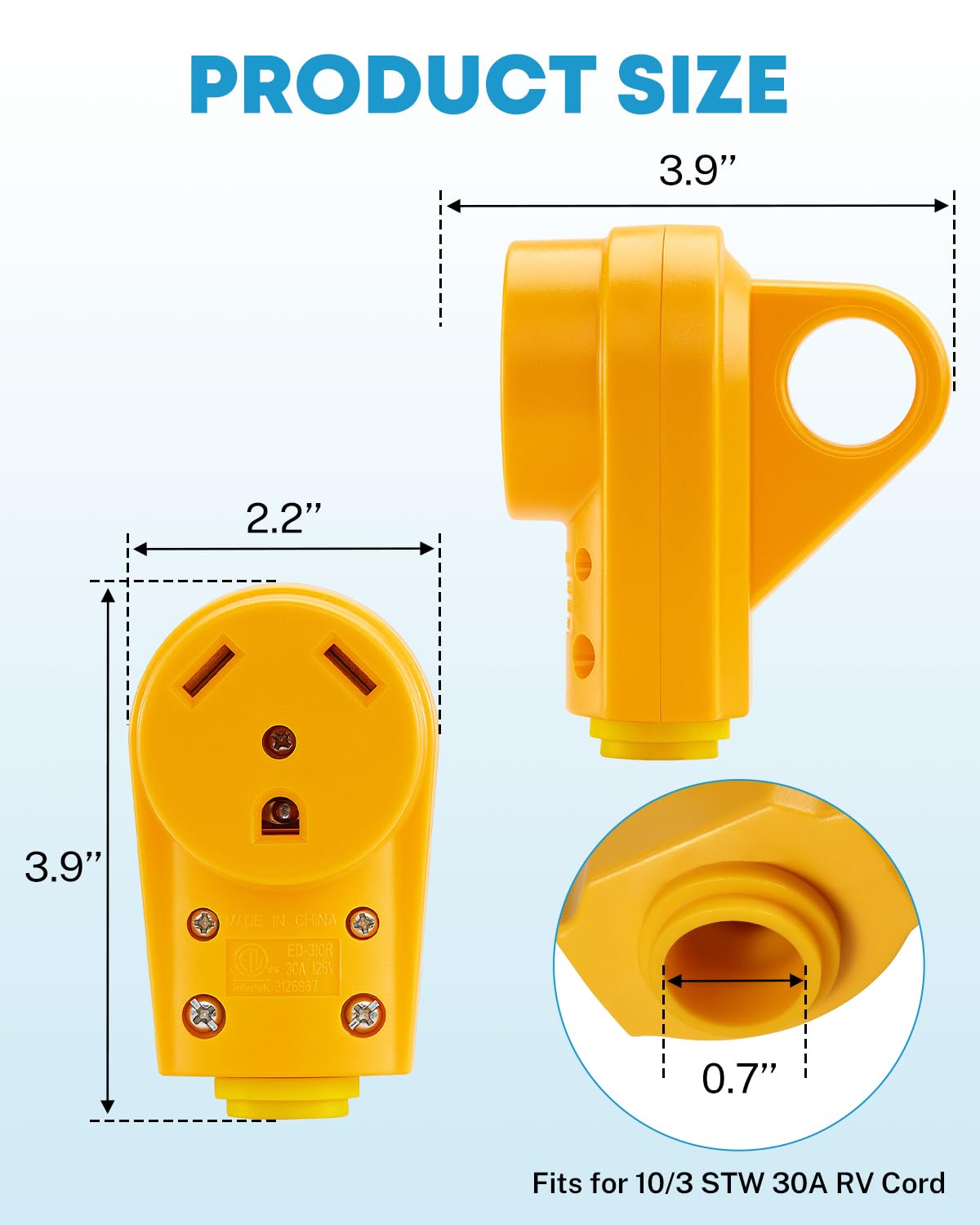 Snapklik.com : Kohree 30 Amp RV Plug Female, RV Receptacle Heavy Duty ...