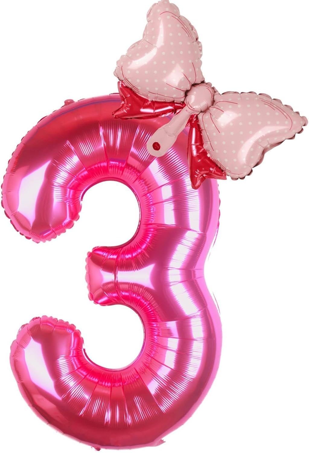 Amazon.com: Kwuz 40 Inch Pink Number 3 Balloon with Mini Bow Balloon ...