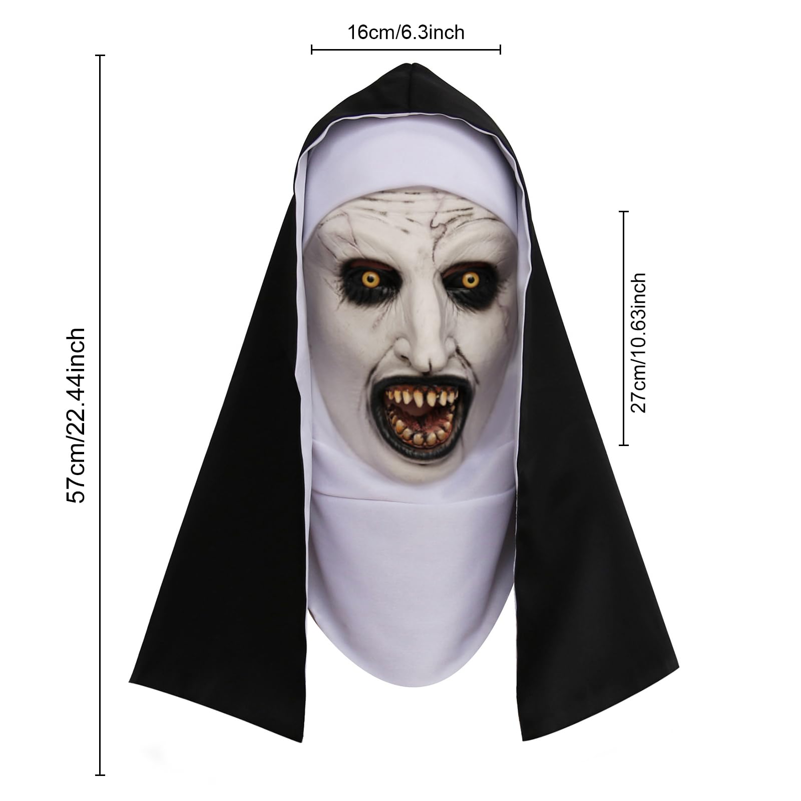 MXJFYY Scary Cosplay Costume Mask, Scary Full Head Nun Costume Mask ...