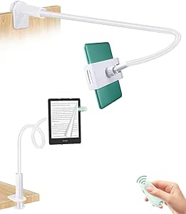 Amazon.com: QIWAS Gooseneck Tablet Holder for Kindle Reading in Bed with Remote Page Turner ...