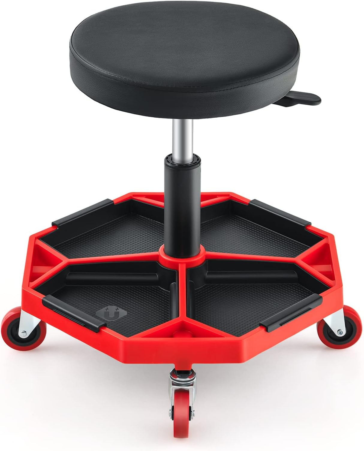 COSTWAY Rolling Mechanic Stool, Height Adjustable Swivel Pneumatic ...