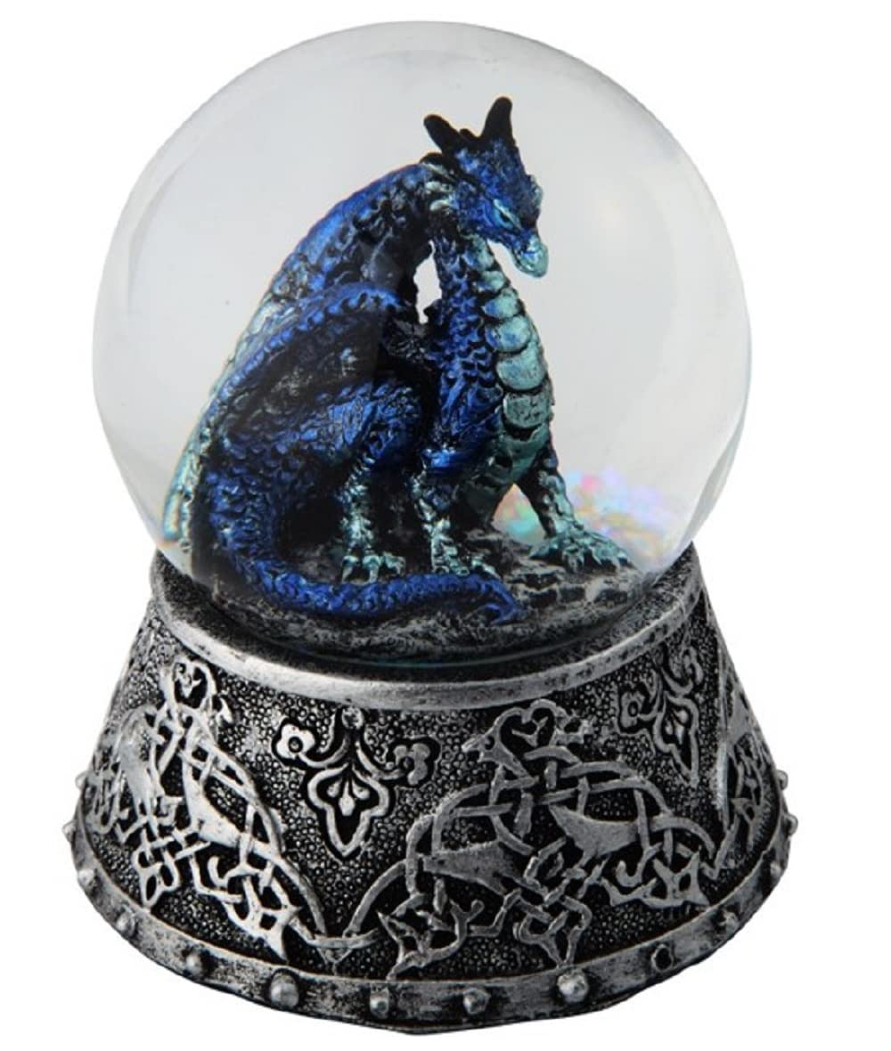 Amazon.com: ICE ARMOR 3.25" H Blue Dragon Snow Globe Statue Fantasy ...
