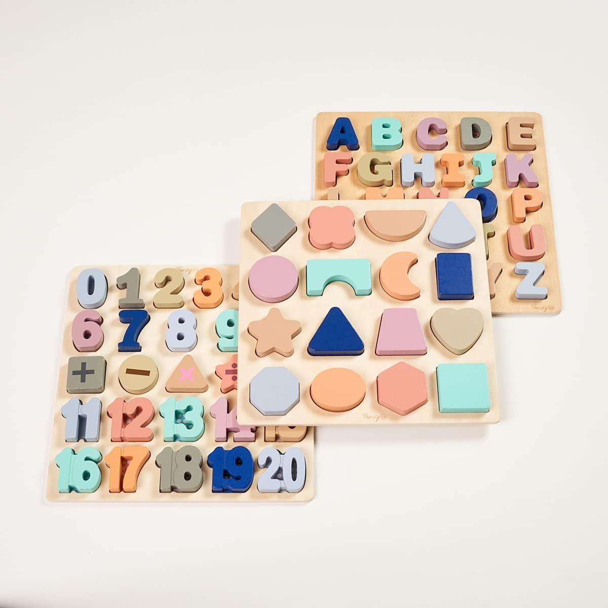 Amazon.com: Big Alphabet, Numbers, and Shapes Puzzles, 3-in-1 Wooden ...