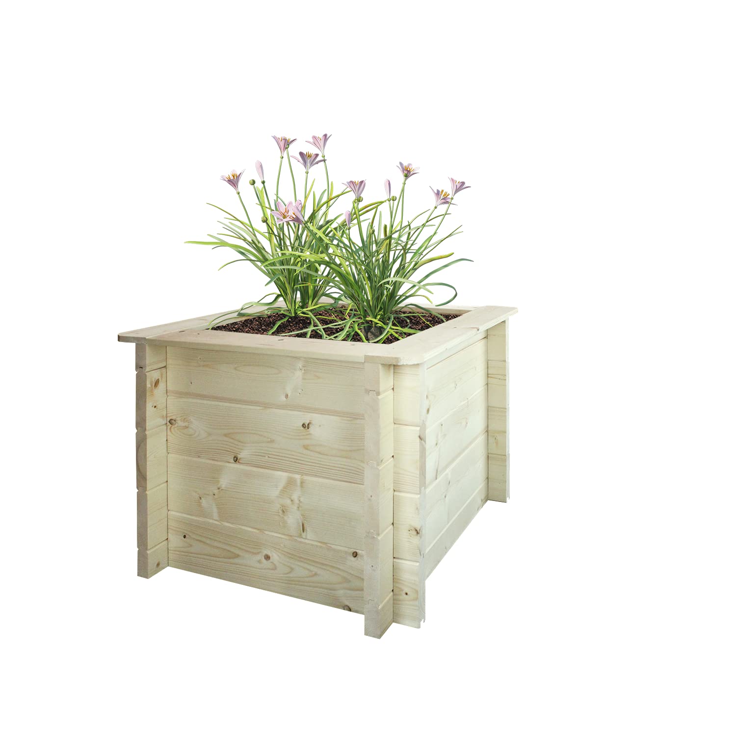 TIMBELA Hochbeet Holz - 58x58xH46 cm - Hochbeete für Garten ...