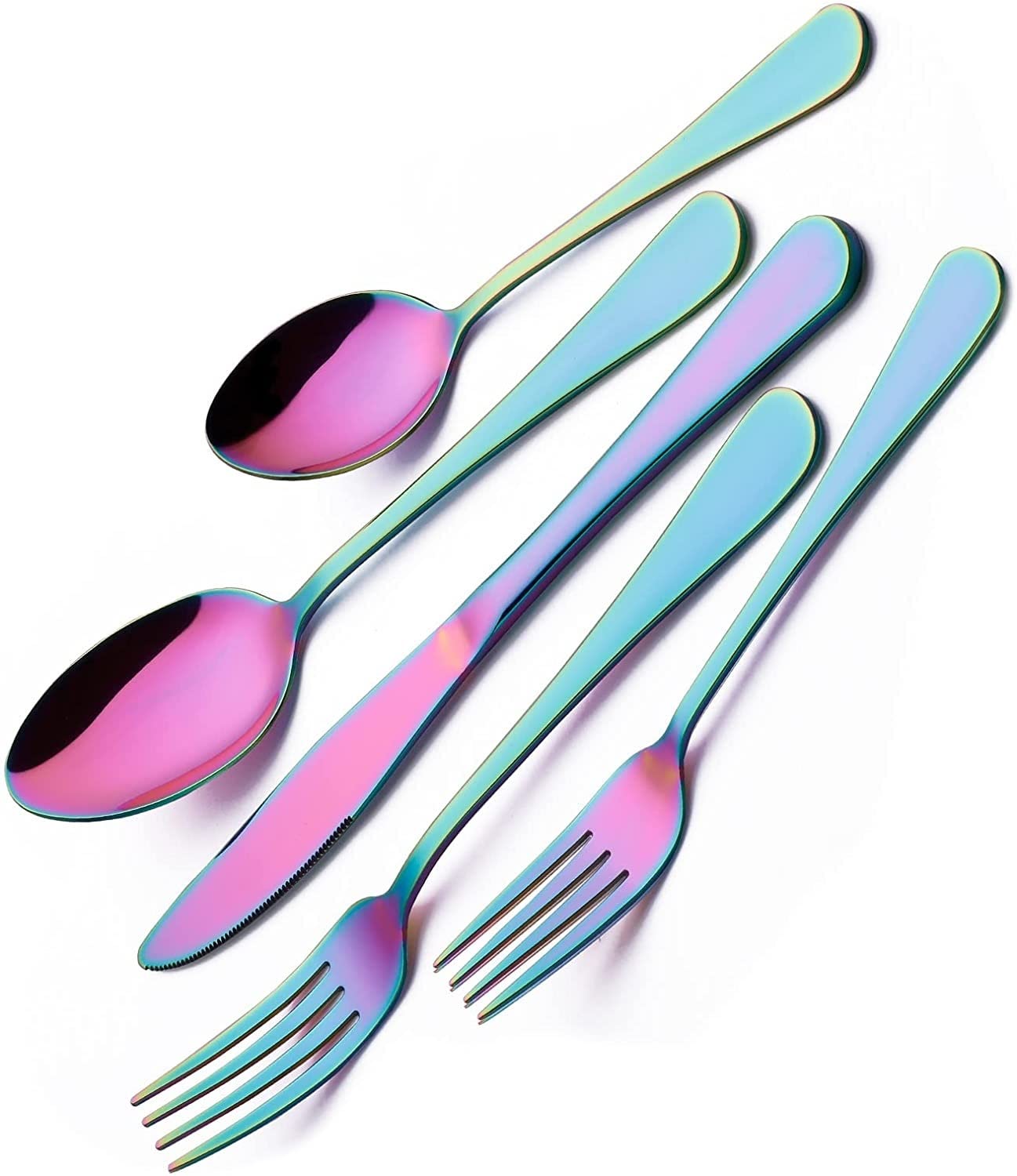 VELINEX® Colorful Silverware Set Stainless Steel Rainbow Knife,Fork and ...