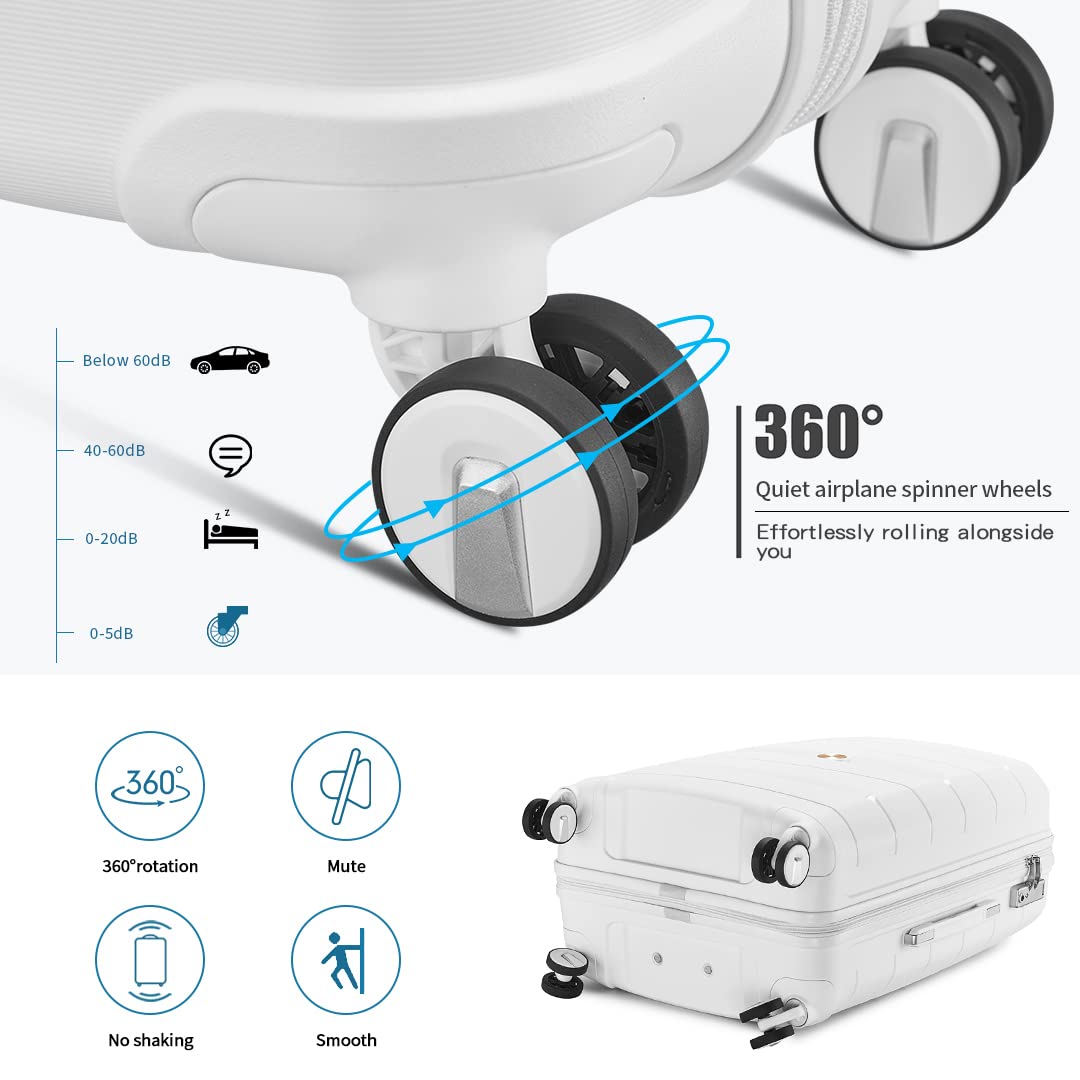 Somago Luggage Sets 3 Piece Spinner Hardside PP Suitcase with TSA Lock ...