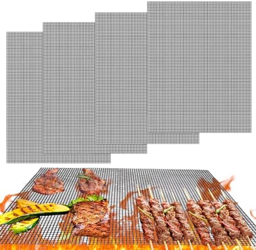 Amazon.com: PXYOBTO Grill Mesh Mat - Set of 4 Non Stick BBQ Grill Mats ...