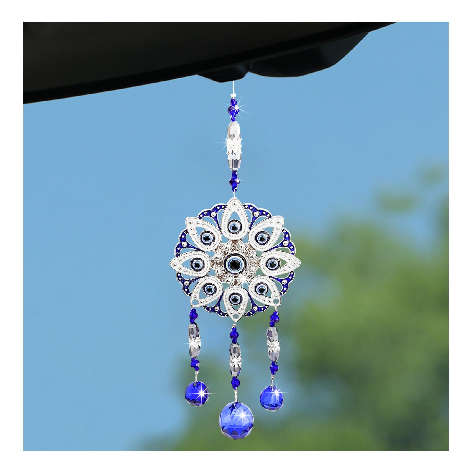 Amazon.com: Suvnie Evil Eye Car Hanging Ornament, Crystal Blue Evil Eye ...