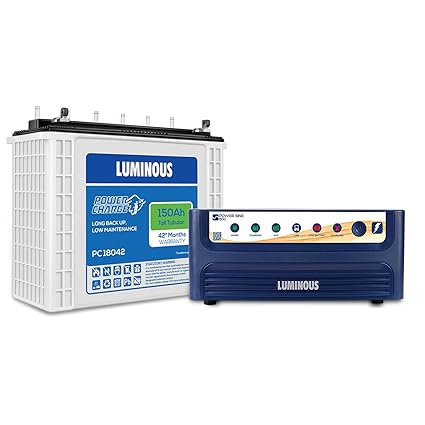 Luminous Inverter & Battery Combo (Power Sine 800 Pure Sine Wave 700VA ...