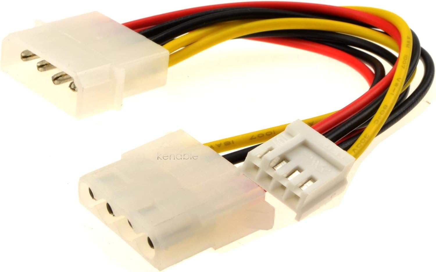 kenable Power Splitter Cable 4 pin LP4 Molex to Molex & 4 pin Floppy ...