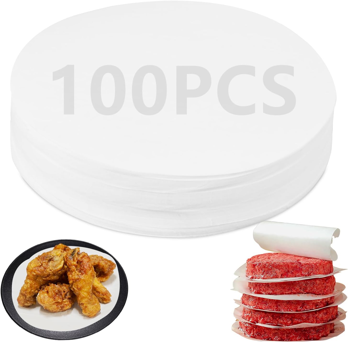 100 Pcs Burger Paper Sheets 11cm Round Greaseproof Burger Press Non ...