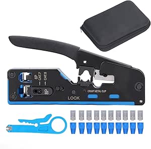 Amazon.com: Qukaim RJ45 Crimp Tool Kit Pass Thru Ethernet Crimper for ...