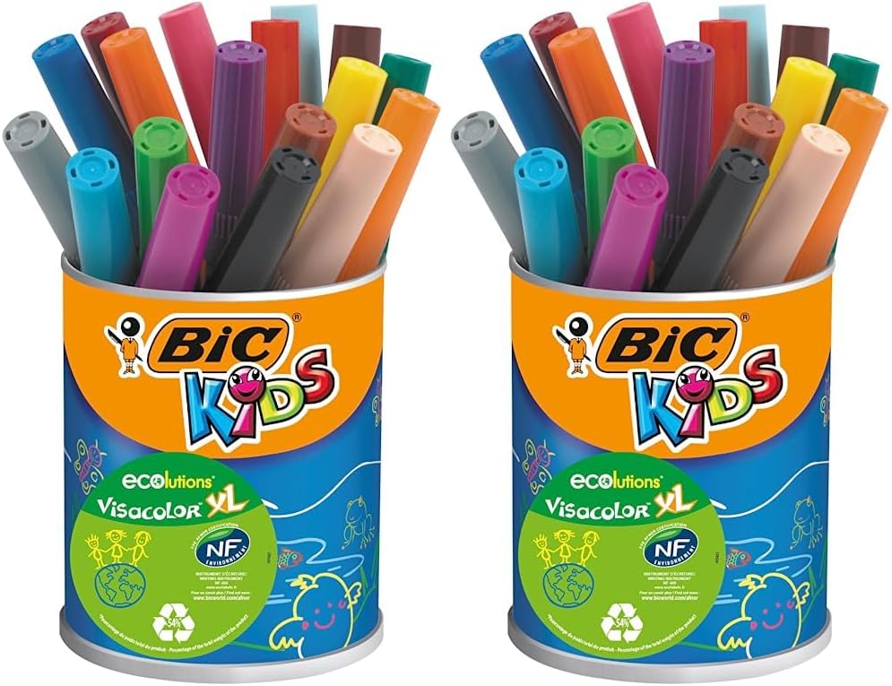 Bic Kids Visacolor XL ECOlutions Colouring Pens 18 Pot (Pack of 2 ...