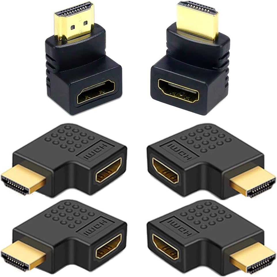6 HDMI Angled Adapter: 2 pcs Flat Left 90 Degree Angle and 2pcs Flat ...