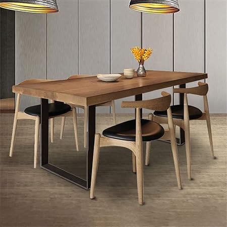 Amazon.com - LAKIQ Modern Style Fixed Solid Wood Dining Room Table Set ...