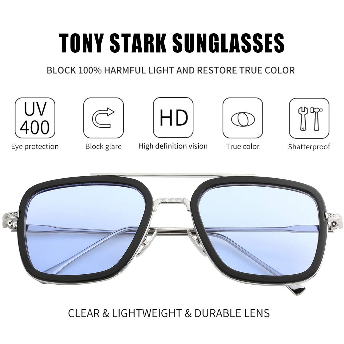 Buy Tony Stark Sunglasses for Men Women Iron Man Edith Glasses Classic ...