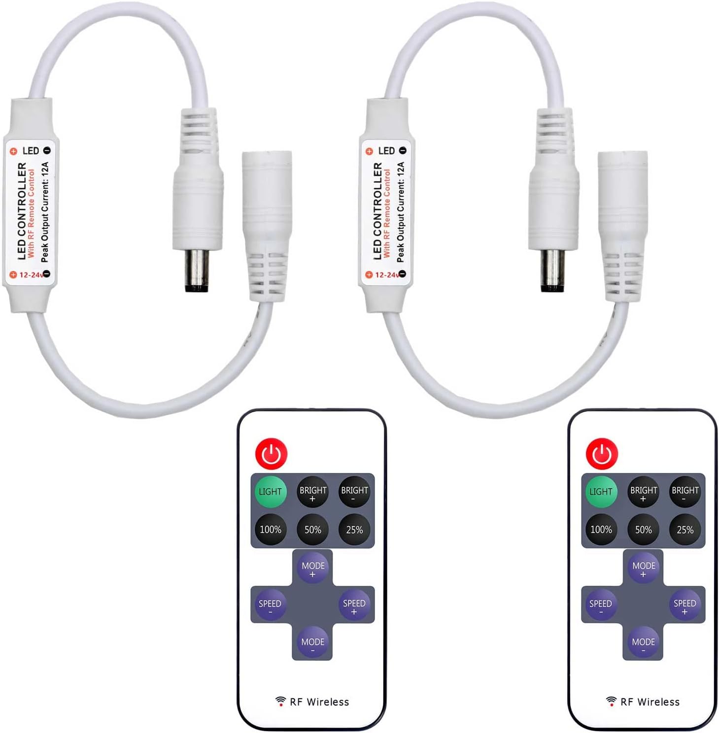 Amazon.com: 2 Pack LED Light Strip Remote Control Mini RF Wireless LED ...