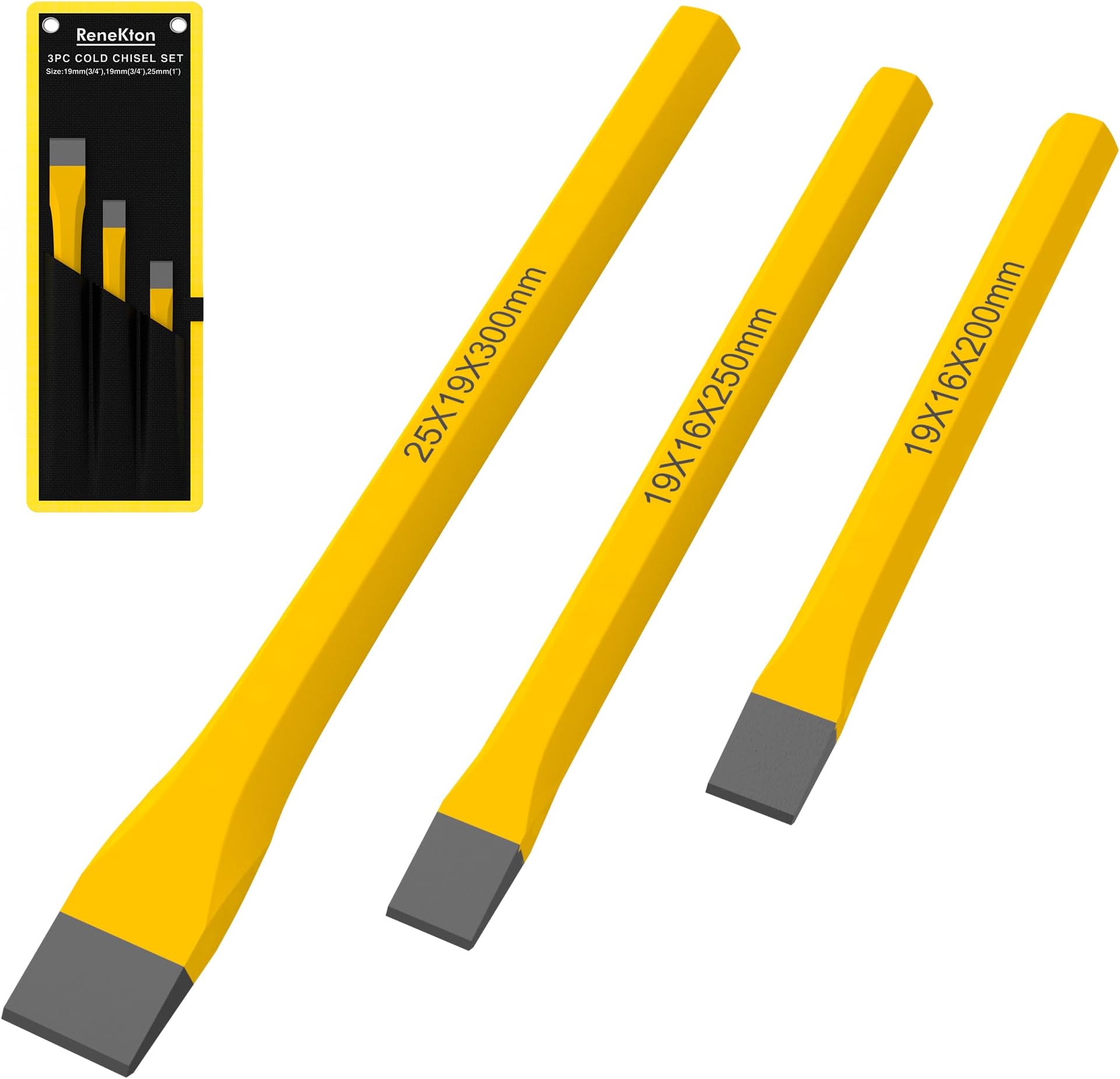 ASR Outdoor 3pc Heavy Duty Cold Steel Chisel Set Geology Tools Rock ...