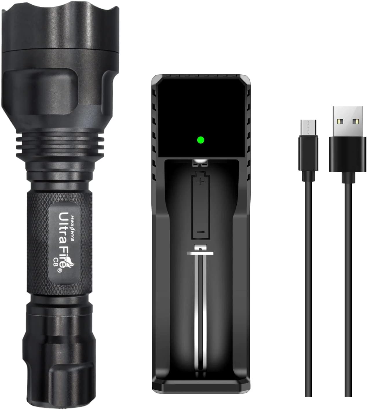 ULTRAFIRE C8 LED Flashlight 1000 High Lumen Tactical Flashlight,5-Mode ...